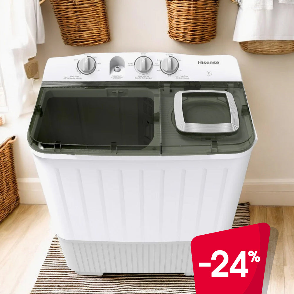 Lavadora Hisense Semi-Automática 11Kg / Doble Tina / Blanco/Gris – Titan.com.pa